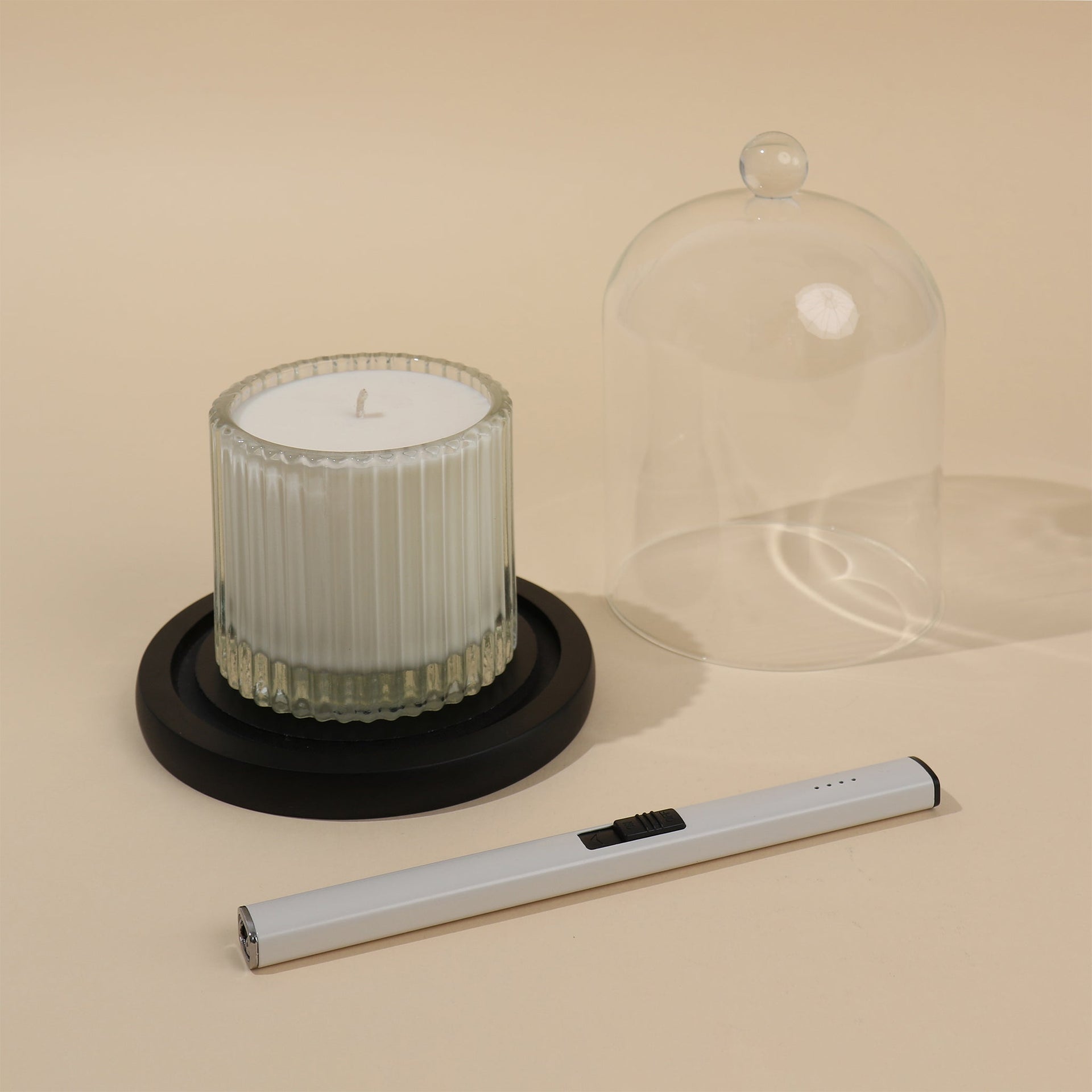 Elegant Glass Candle Dome with Black Wooden Base - Stylish Home Décor ...